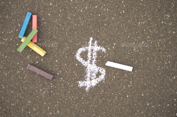 the symbol of the dollar of American money is drawn with chalk Stock ...