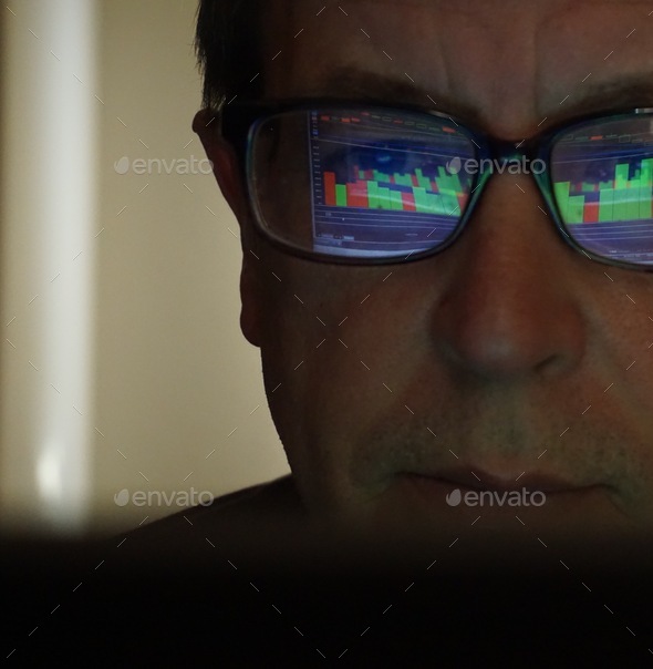 Reflection of a data chart on eyeglasses Stock Photo by ChantelleL3