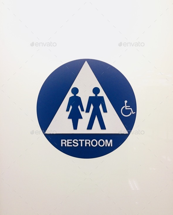 Wheelchair accessible Restroom sign for all Stock Photo by ChantelleL3