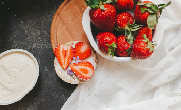 Summer strawberry food from above Stock Photo by VictoriaColin | PhotoDune
