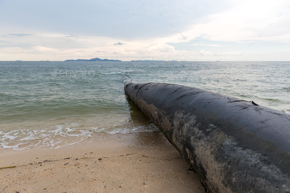 Water pipe going into the Atlantic ocean. Sea water intake pipe at the ...