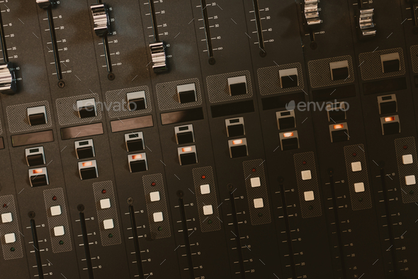 top view of analog graphic equalizer at recording studio Stock Photo by ...