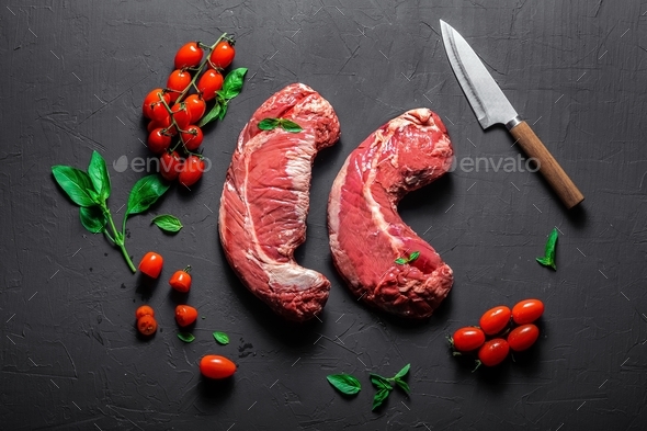 Steak - a slice of meat from the fleshy part of a beef carcass. The ...