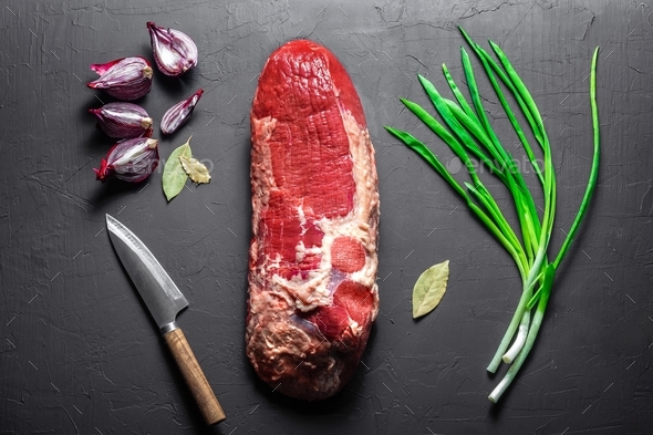 Steak - a slice of meat from the fleshy part of a beef carcass. The ...