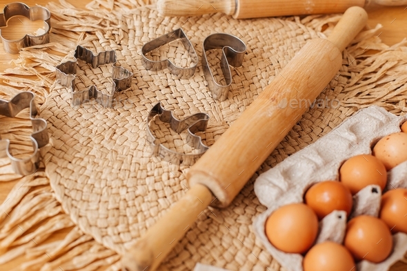 Baking background. Preparation of the cookies with the traditional ...