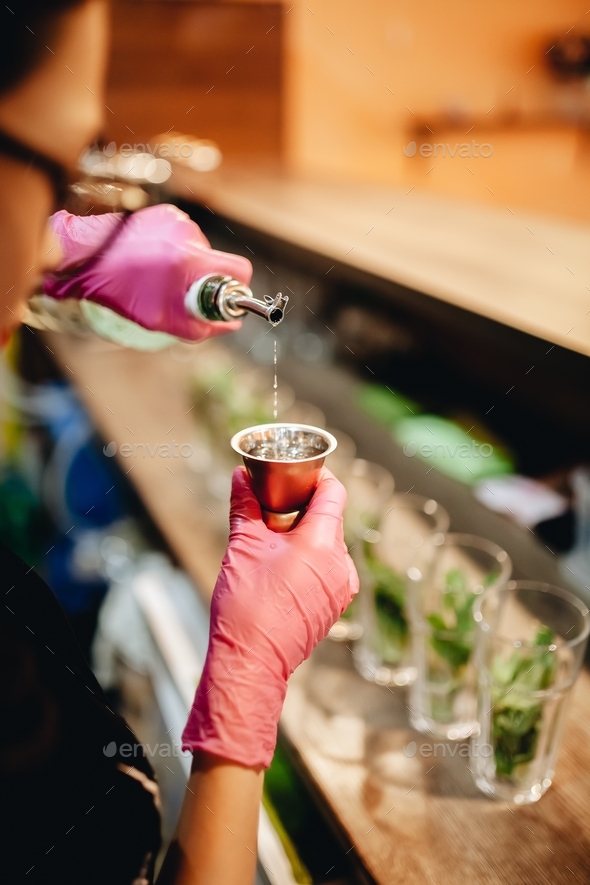 mojito cocktail making process. alcoholic refreshing drink Stock Photo ...