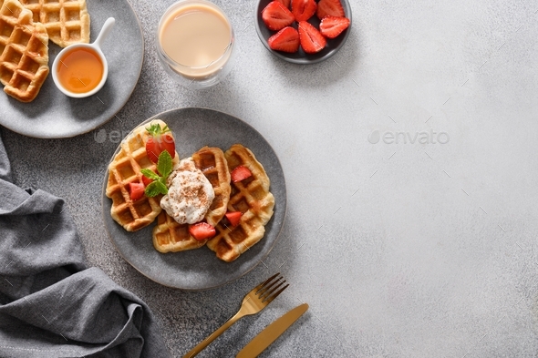 Croffle for breakfast or croissant waffle is a dessert where croissant ...