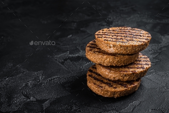 Griiled meat free patties, plant based meat steak cutlets. Stock Photo ...