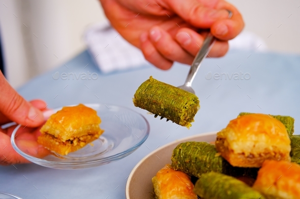 Baklava, Traditional middle eastern, Turkish and Arabic sweet desert ...