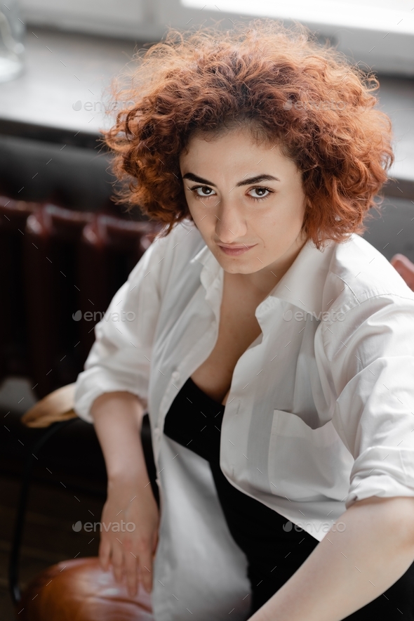 Close up photo of young beautiful amazing lady with natural curls Stock ...