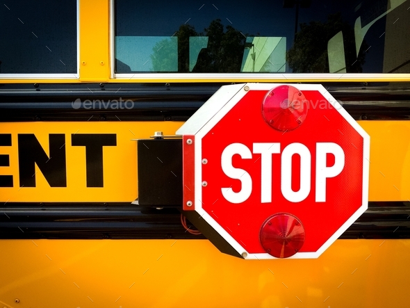 School bus stop sign Stock Photo by naokawa | PhotoDune