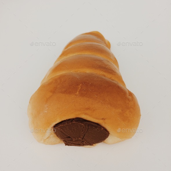 Japanese bread—chocolate center filled cornet Stock Photo by naokawa