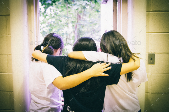 Friends are Friends for Ever with three girls with arms over each ...