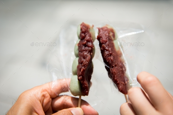 Traditional Japanese Sweet Rice Cake Dango with Sweet Bean Paste Stock ...