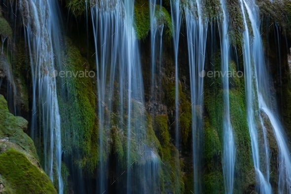 Waterfall texture. Background of the falling purest mountain water ...