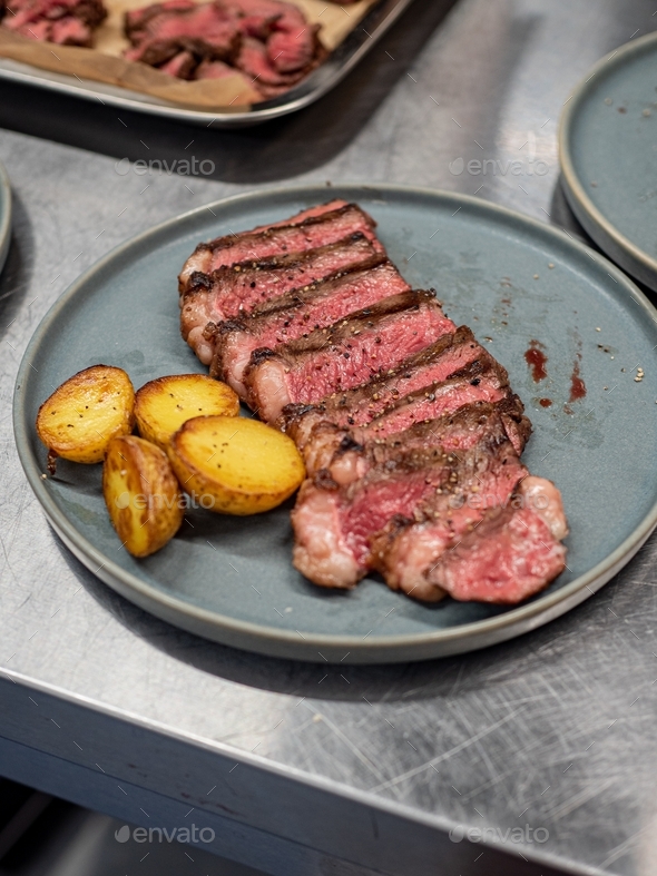 stake and potato just cooked Stock Photo by VeraPolly | PhotoDune