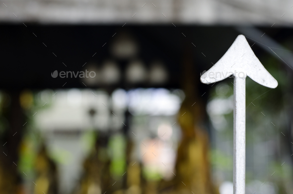 Arrow-like railing around a Buddhist shrine in Bangkok, Thailand. Stock ...