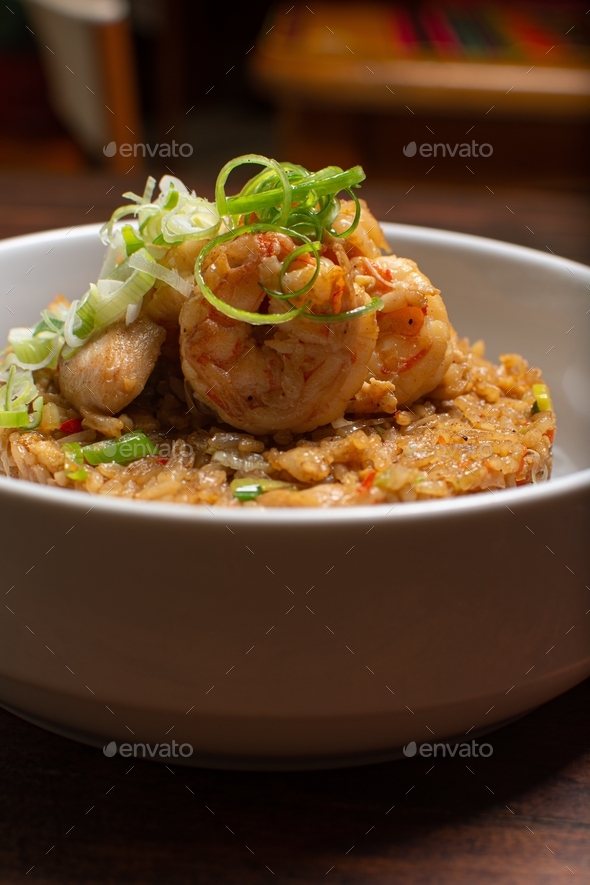 Chaufa rice. Peruvian cuisine. Chifa style. Latin American cuisine ...