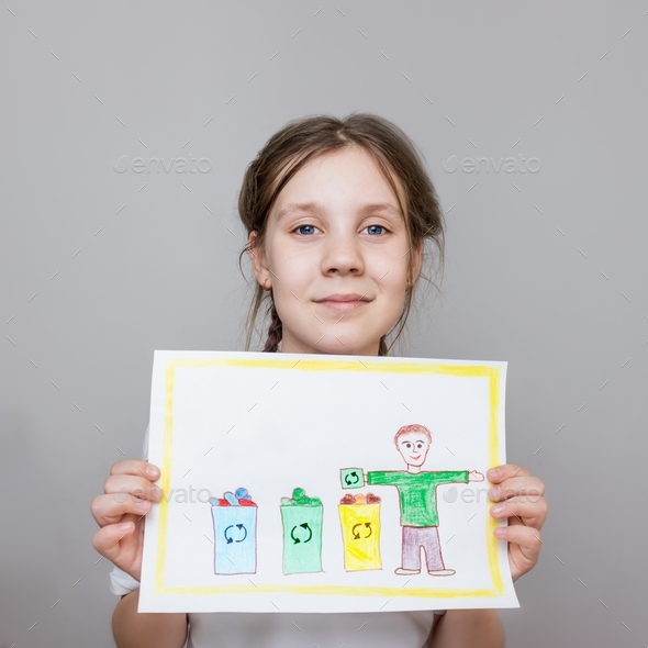 Separation of garbage,sorting garbage by color,drawing image Stock ...