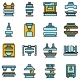 Press Form Machines Icons Set Vector Flat, Vectors | GraphicRiver