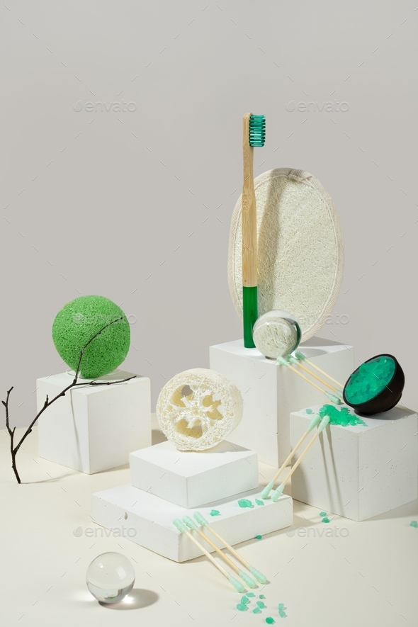 Modern still life. balancing. Isometric diagonal projection. white ...