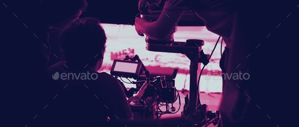 Behind the scenes of video production in studio which filming a online ...