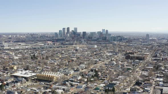 Birds Eye View Of Denver Colorado USA Downtown Urban City Center ...