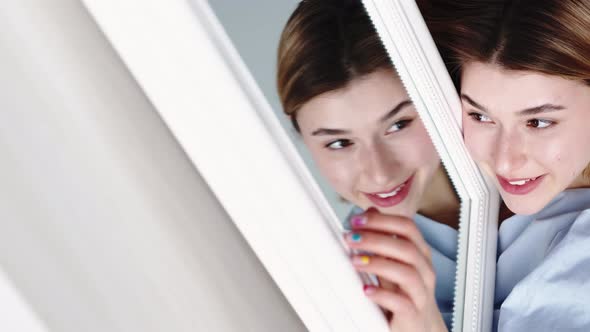 Natural Beauty Woman Clean Face Skin Reflection, Stock Footage | VideoHive