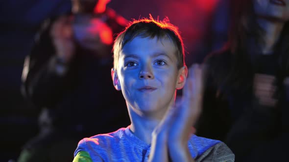 Surprised Boy Clap Hands in Circus To the Acrobatic and Magic Show ...