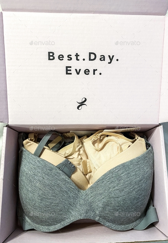 Lively Bras and Undies box unboxing - Best Day Ever Stock Photo by ...
