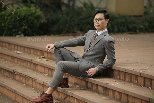 Fashion model with suit taken outdoors Stock Photo by ThanhTN90 | PhotoDune