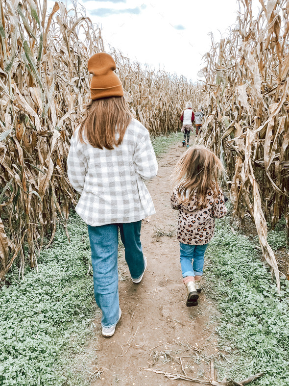 Sisters in corn maze Stock Photo by amyengelsman | PhotoDune
