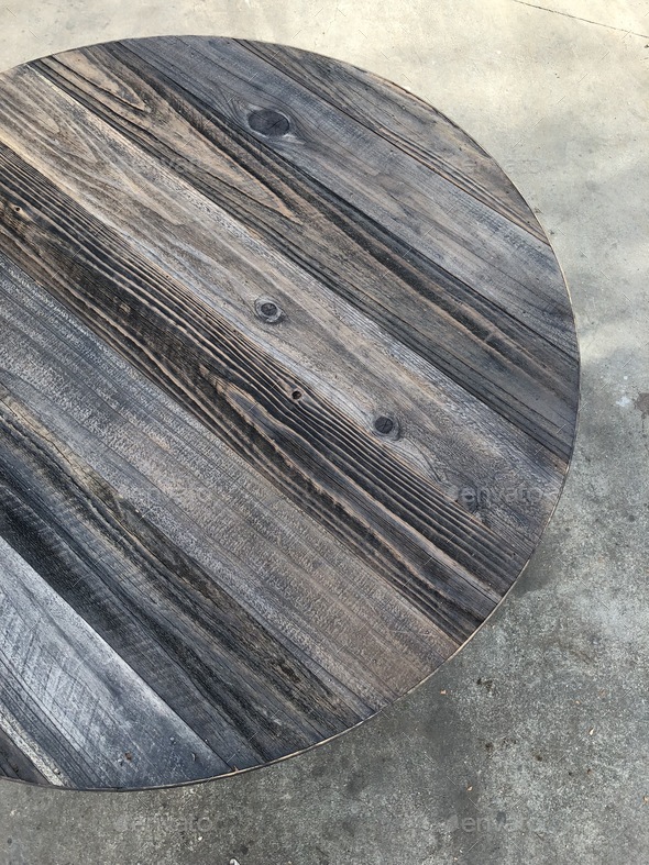 Rustic wood round table top Stock Photo by statuslapa | PhotoDune