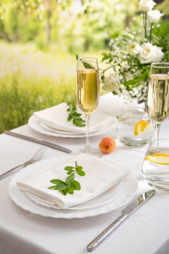Elegantly decorated table at a wedding reception. Festive table setting ...