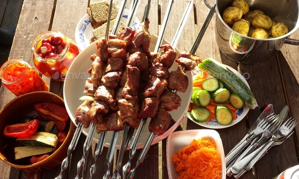 BBQ, russian traditional food shashlyk Stock Photo by bodan22 | PhotoDune