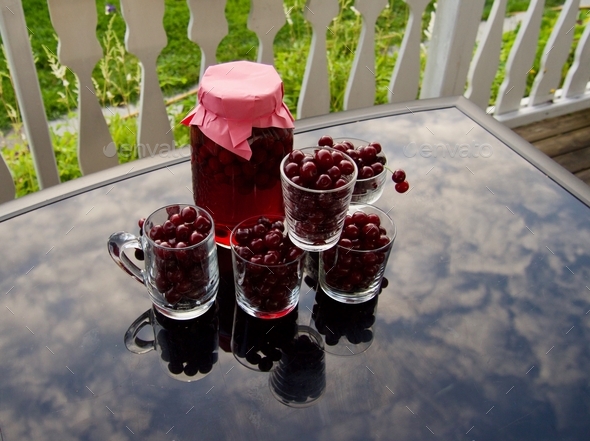 cherry compote drink on garden background Stock Photo by bodan22 ...