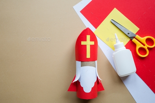 paper craft for kids. DIY toy Saint Nicholas for sinterklaas day. Stock ...