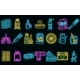 Flu Sick Icons Set Vector Neon, Vectors | GraphicRiver