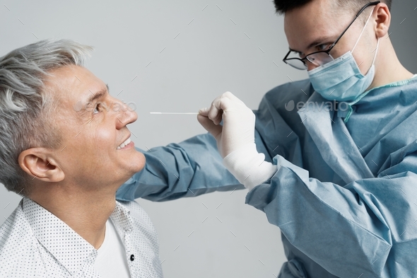 pcr test for the virus the doctor takes the diagnosis from the patient ...