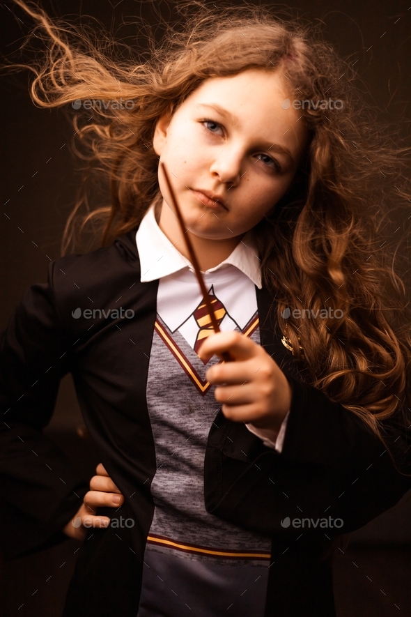 teenage girl in harry potter costume. carnival, halloween, costume ...
