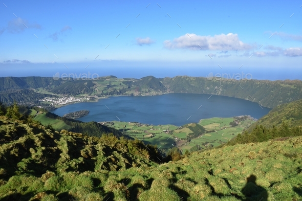 Volcanic landscape on Sete Cidades, Azores, Portugal Stock Photo by ...