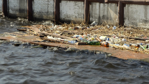 Floating River Garbage , Stock Footage | VideoHive