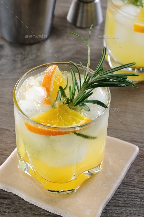 Chilled cocktail of vodka and tonic with the addition of freshly ...