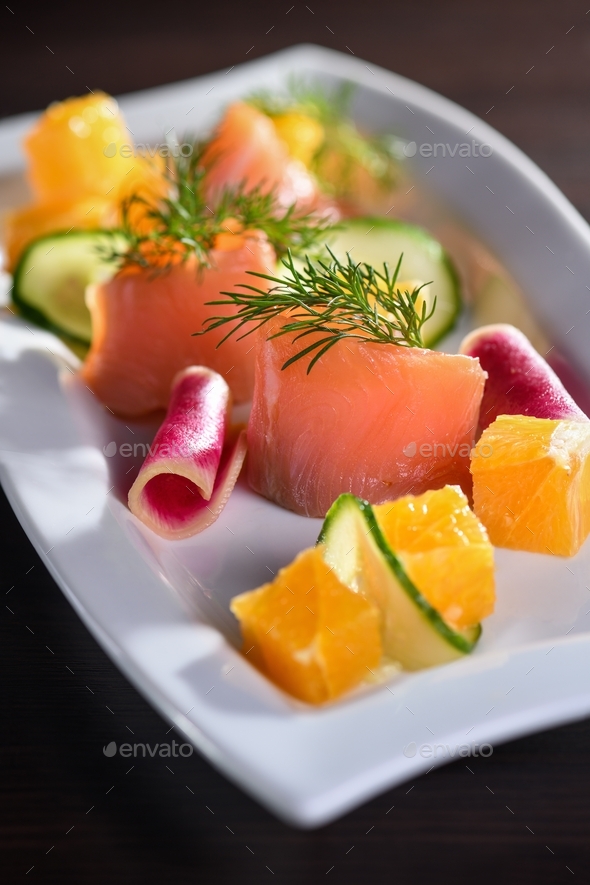 Pickled salmon appetizer Stock Photo by Apolonia | PhotoDune