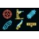 Biathlon Icons Set Vector Neon, Vectors | GraphicRiver
