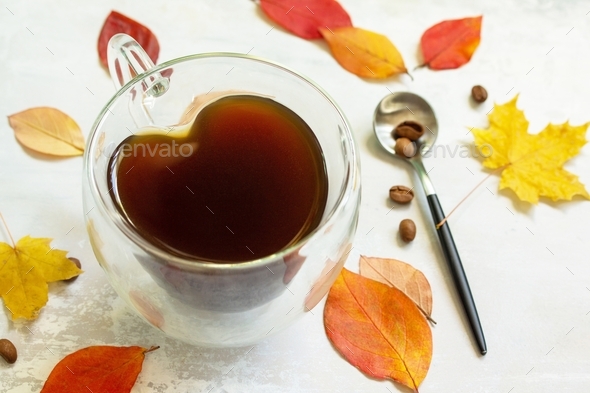 Autumnal concept with mup of Cup of hot coffee. Stock Photo by ...