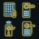 Wireless Door Lock Icons Set Vector Neon, Vectors | GraphicRiver