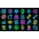 Quest Icons Set Vector Neon, Vectors | GraphicRiver