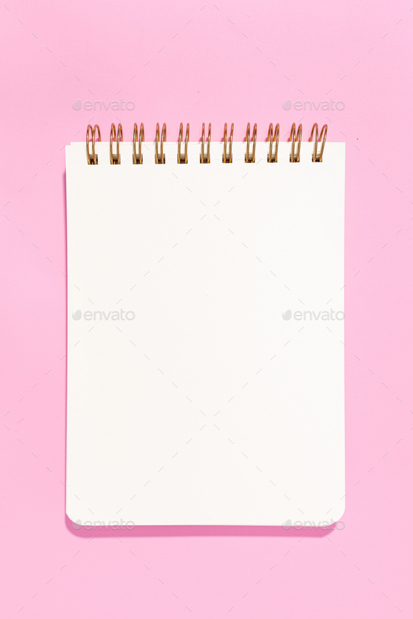 Blank white paper notebook Isolated on pink background. Stock Photo by ...