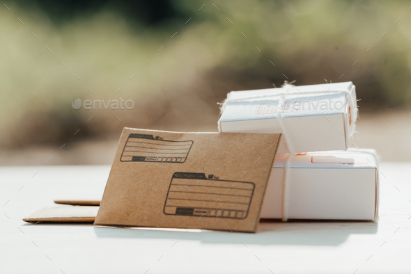 Pile of letters and box parcel. post office concept. Stock Photo by ...